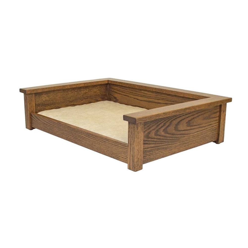 Pemberly Row Traditional Solid Wood Medium pet lounge with Pad in Brown ...