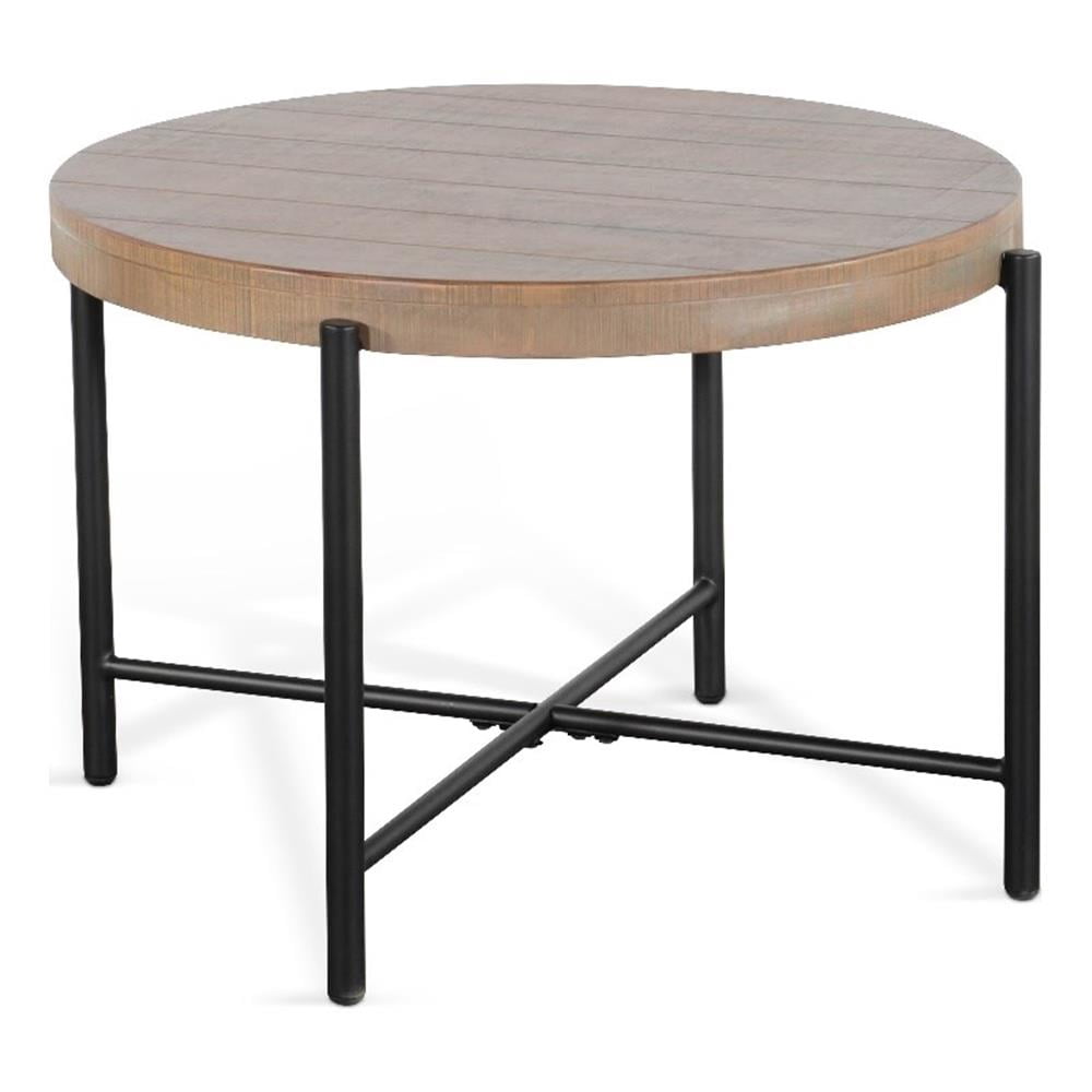 Pemberly Row Traditional Solid Wood Round 28" Distressed End Table in ...