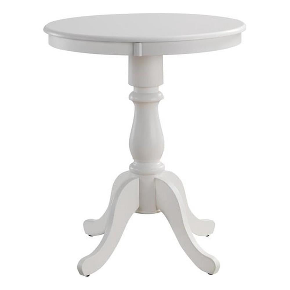 Pemberly Row Traditional Wood 30" Round Pedestal Bar Table in White ...