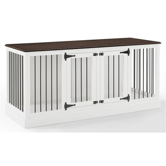 Pemberly Row Traditional Wood Medium Credenza Pet Crate in White ...