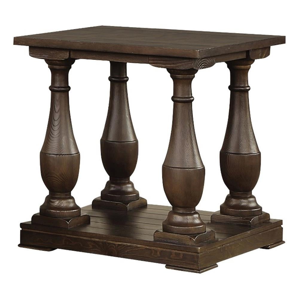 Pemberly Row Traditional Wood Rectangular End Table with Floor Shelf in ...