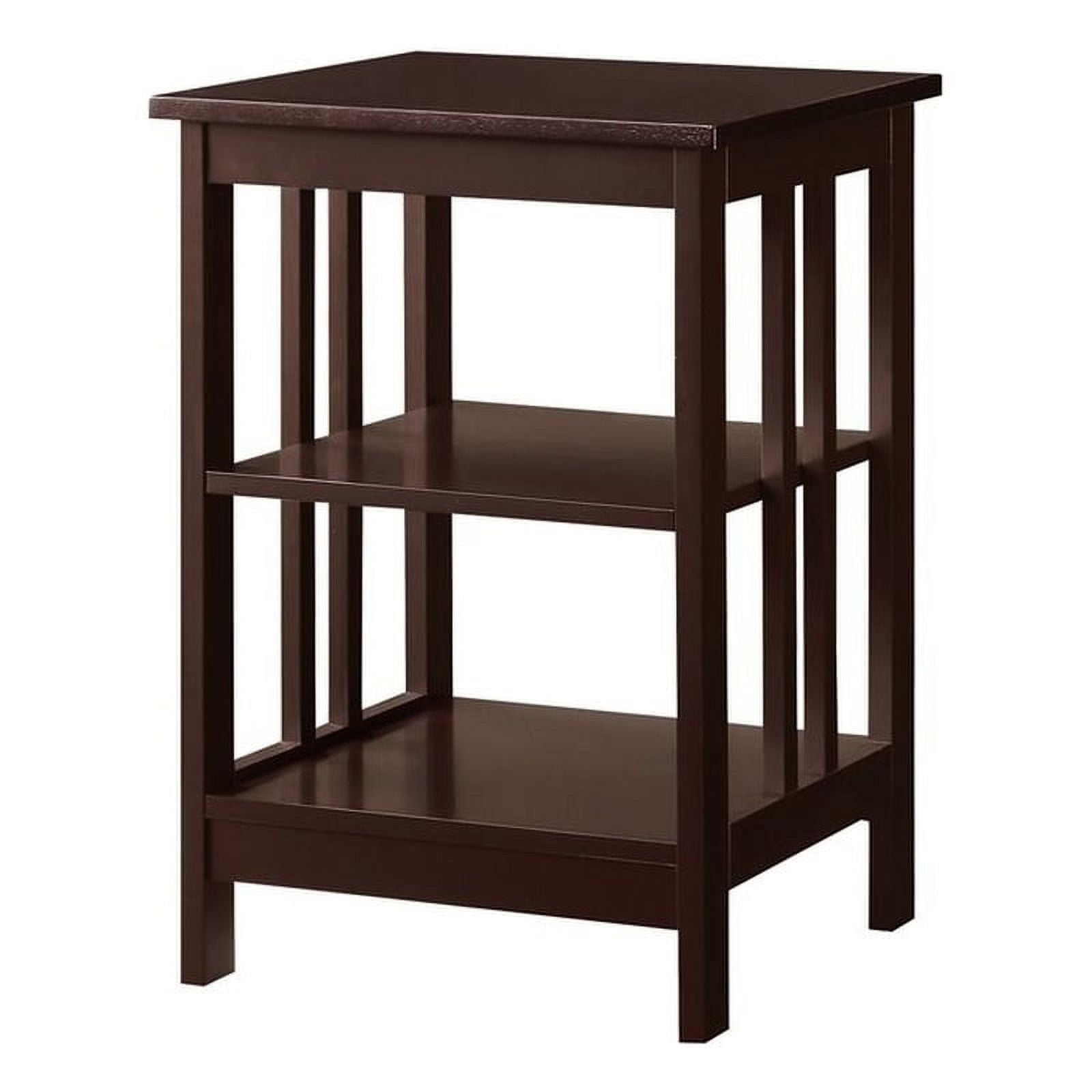 Pemberly Row Traditional Wood Square End Table with Shelf in Espresso ...