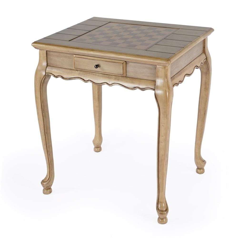 Pemberly Row Traditional Wood Square Game Table in Antique Beige ...