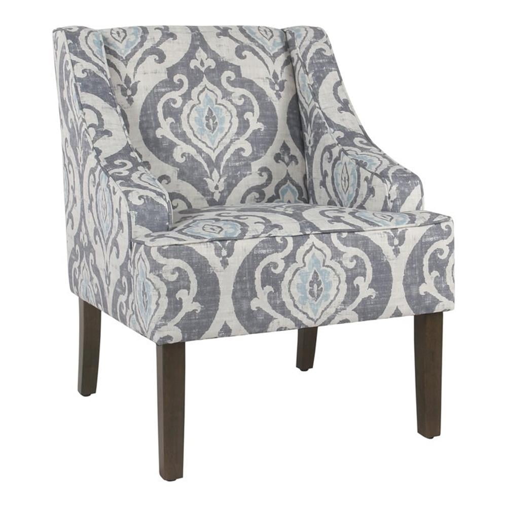 Pemberly Row Traditional Wood and Fabric Swoop Accent Chair in Suri ...