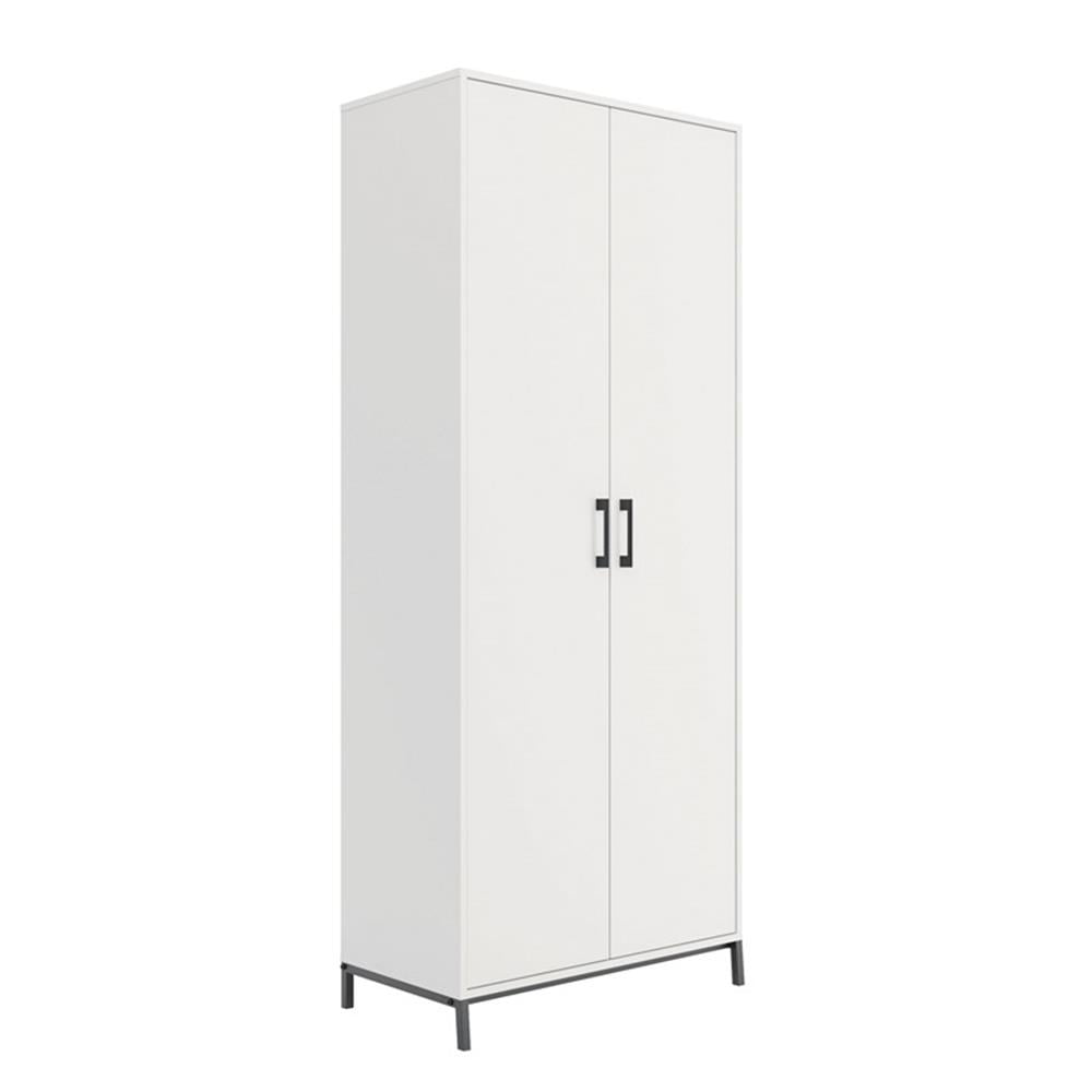 Pemberly Row Transitional 2 Door Wood Storage Cabinet in White ...