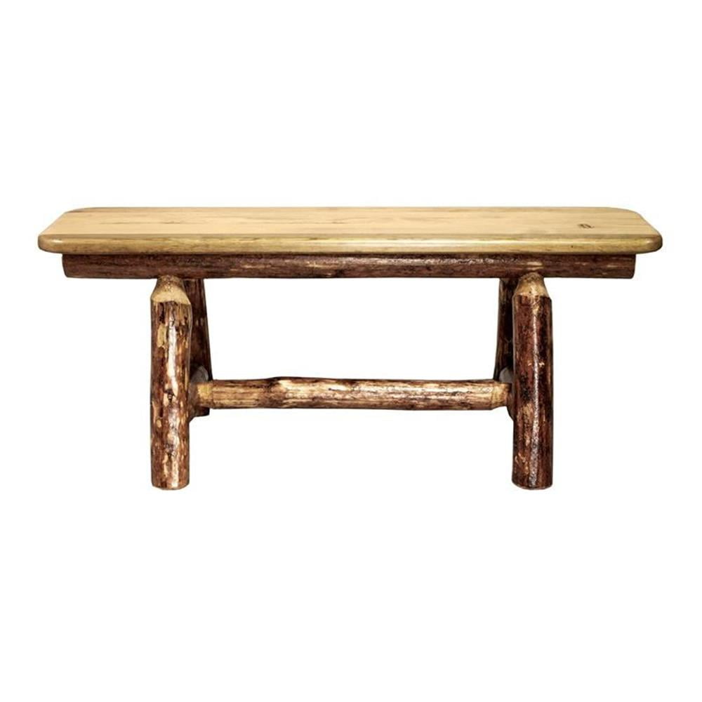Pemberly Row Transitional 45" Solid Wood Plank Style Bench in Brown ...