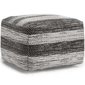 GDFSTUDIO Joyce Knitted Cotton Square Pouf, Dark Gray, 20.5 x 20.5 x 16 ...