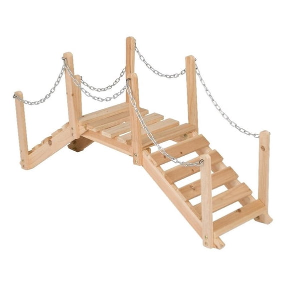 Pemberly Row Transitional Cedar Wood Decorative Garden Bridge in Beige ...
