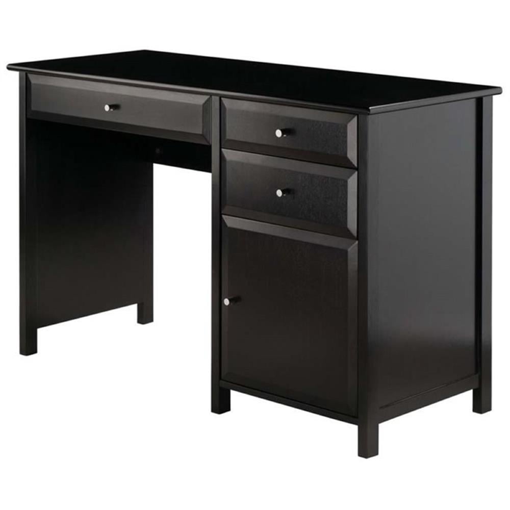 Pemberly Row Transitional Composite Wood Office Writing Desk in Black ...