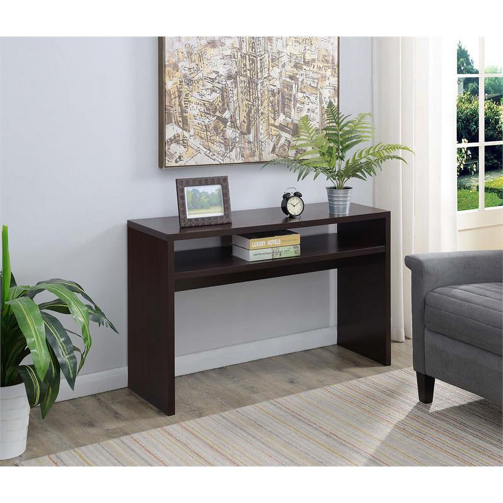 Pemberly Row Transitional Deluxe Console Table in Espresso Wood Finish ...