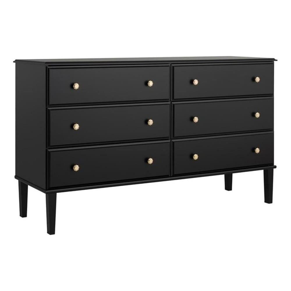 Pemberly Row Transitional Engineered Wood 6-Drawer Dresser in Black ...