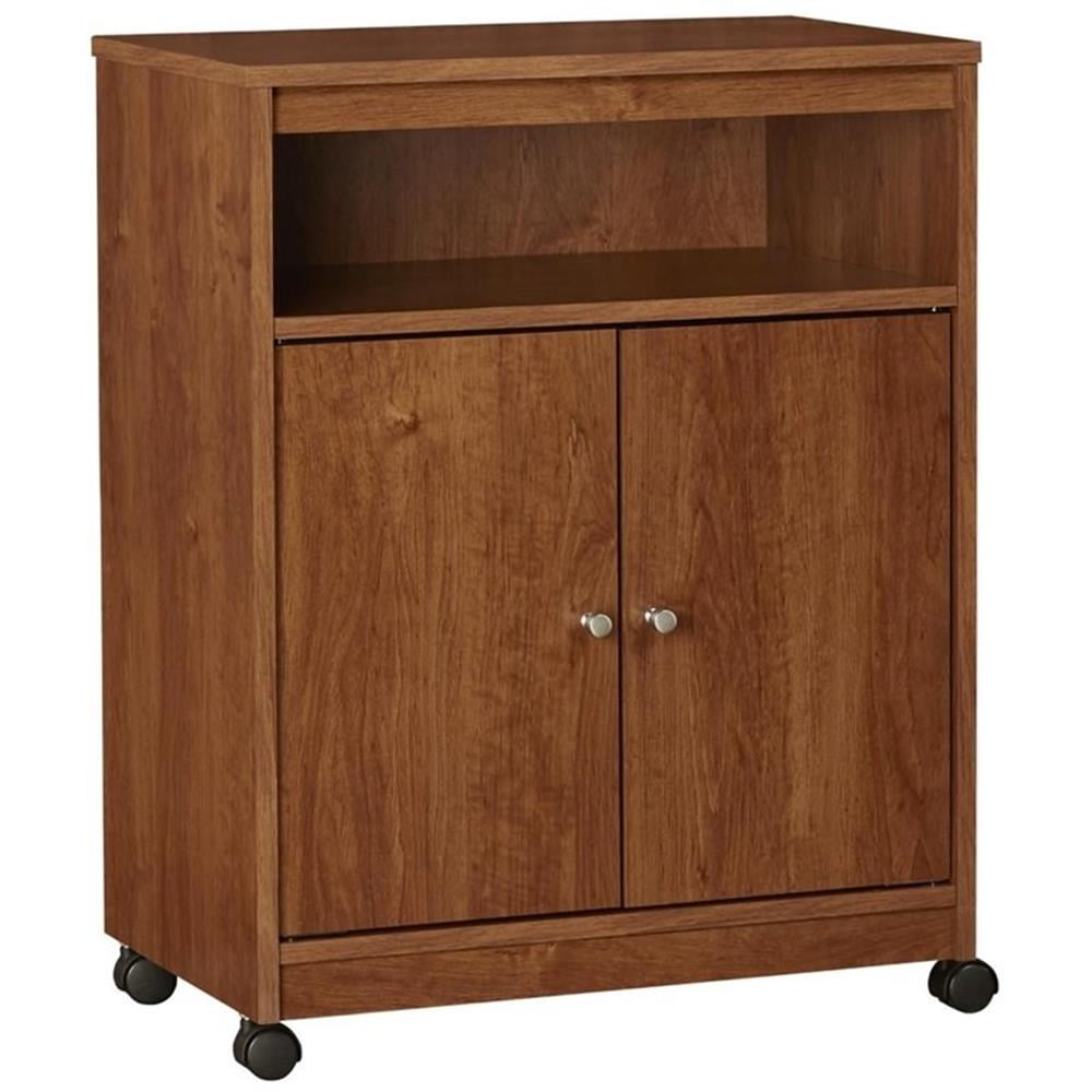 Pemberly Row Transitional Engineered Wood Microwave Cart in Bank Alder ...