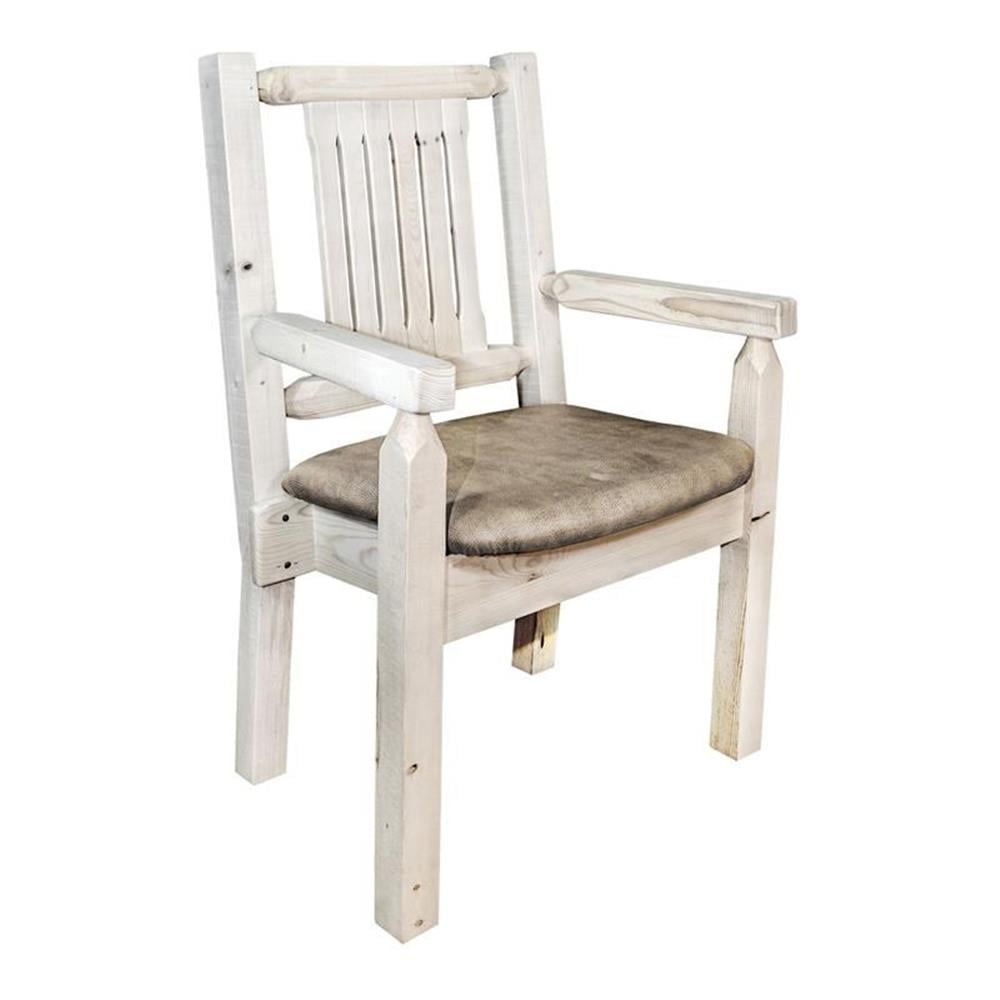 Pemberly Row Transitional Handcrafted Wood Captain's Chair in Natural ...