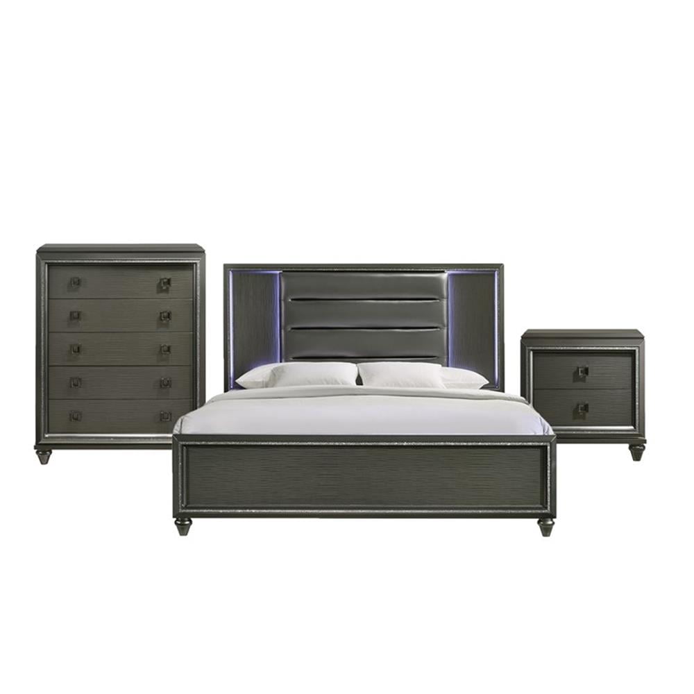 Pemberly Row Transitional King Panel 3PC Bedroom Set in Black - Walmart.com