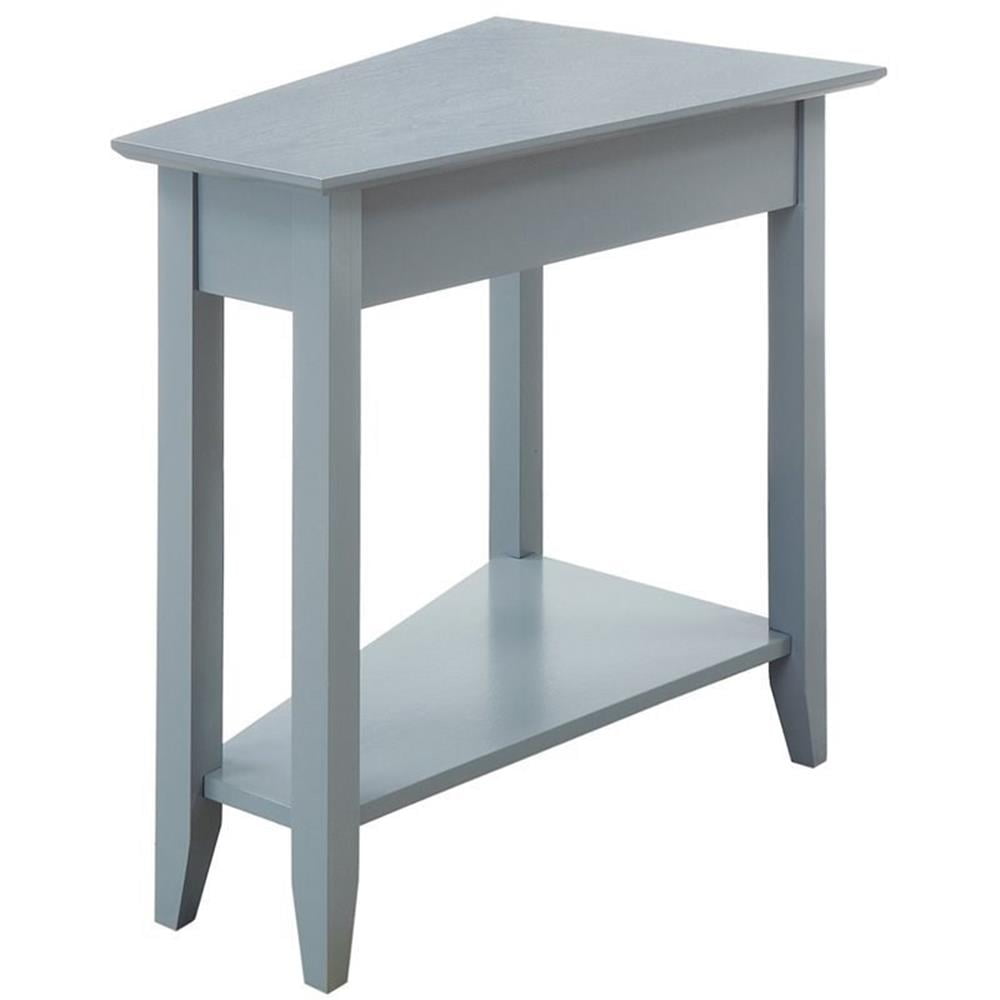 Pemberly Row Transitional MDF Wood Wedge End Table with Bottom Shelf in ...