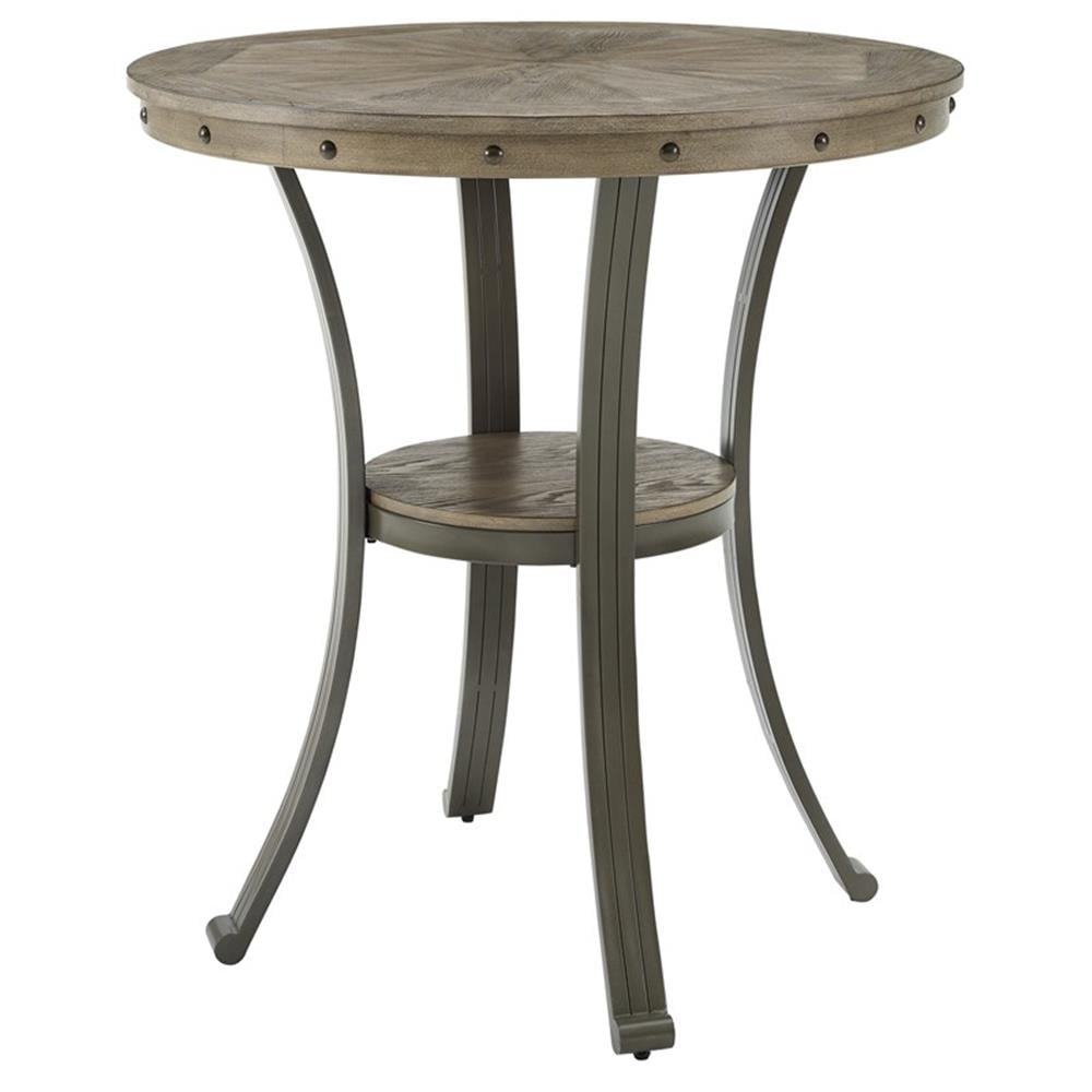 Pemberly Row Transitional Metal and Wood Pub Table in Pewter - Walmart.com