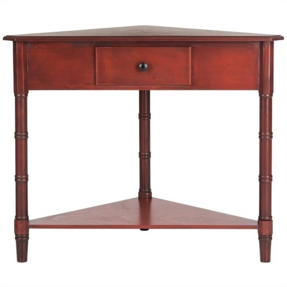 Pemberly Row Transitional Pine Corner Table in Bold Red - Walmart.com