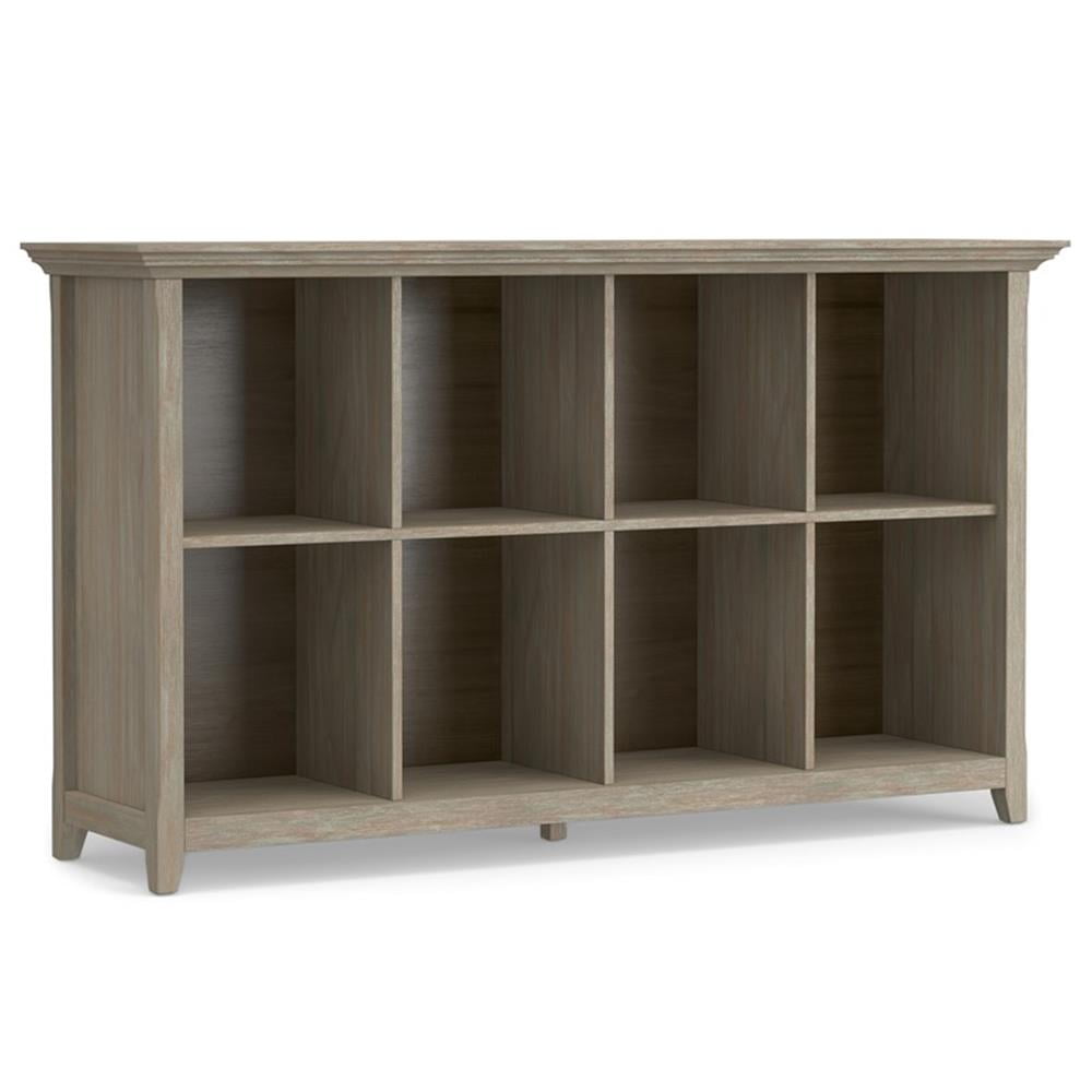 Pemberly Row Transitional Solid Wood 8 Cube Bookcase in Distressed Gray ...