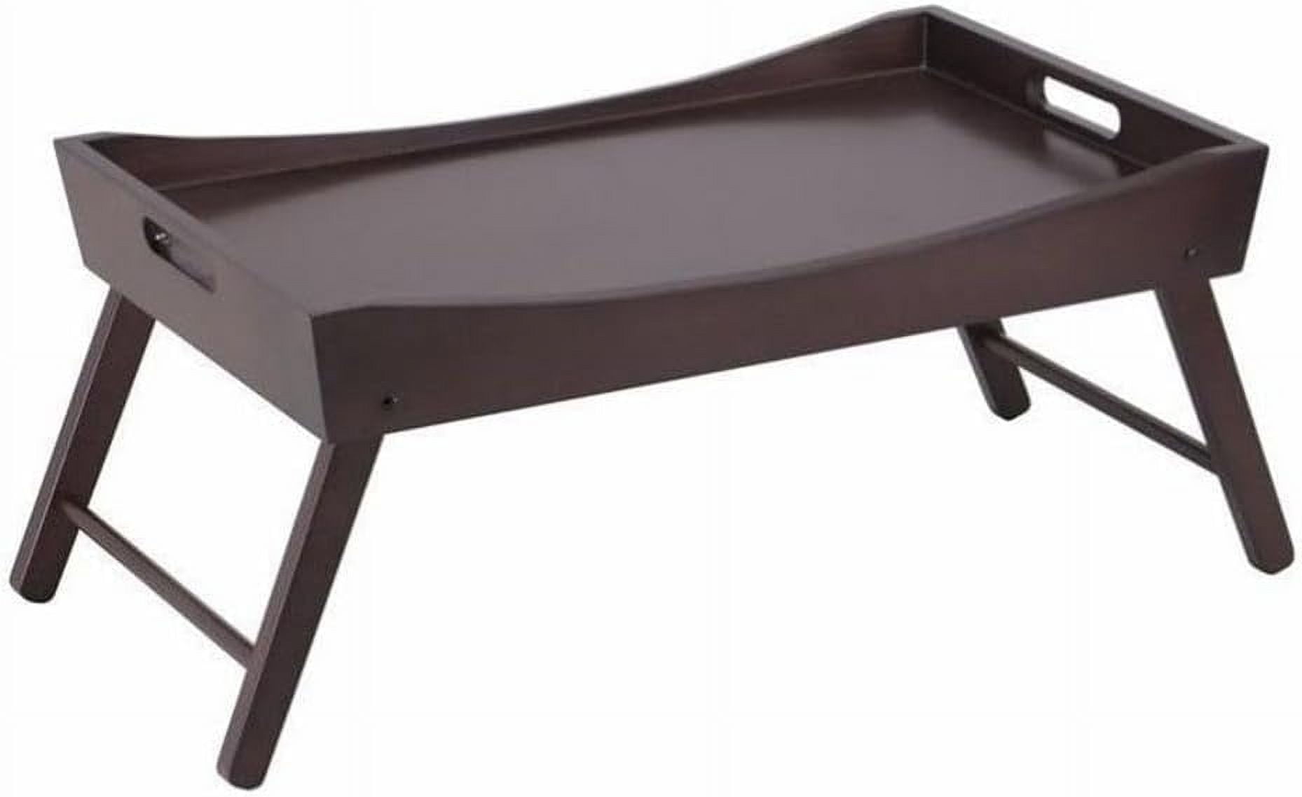 Pemberly Row Transitional Solid Wood Bed Tray w/Foldable Legs in Dark ...
