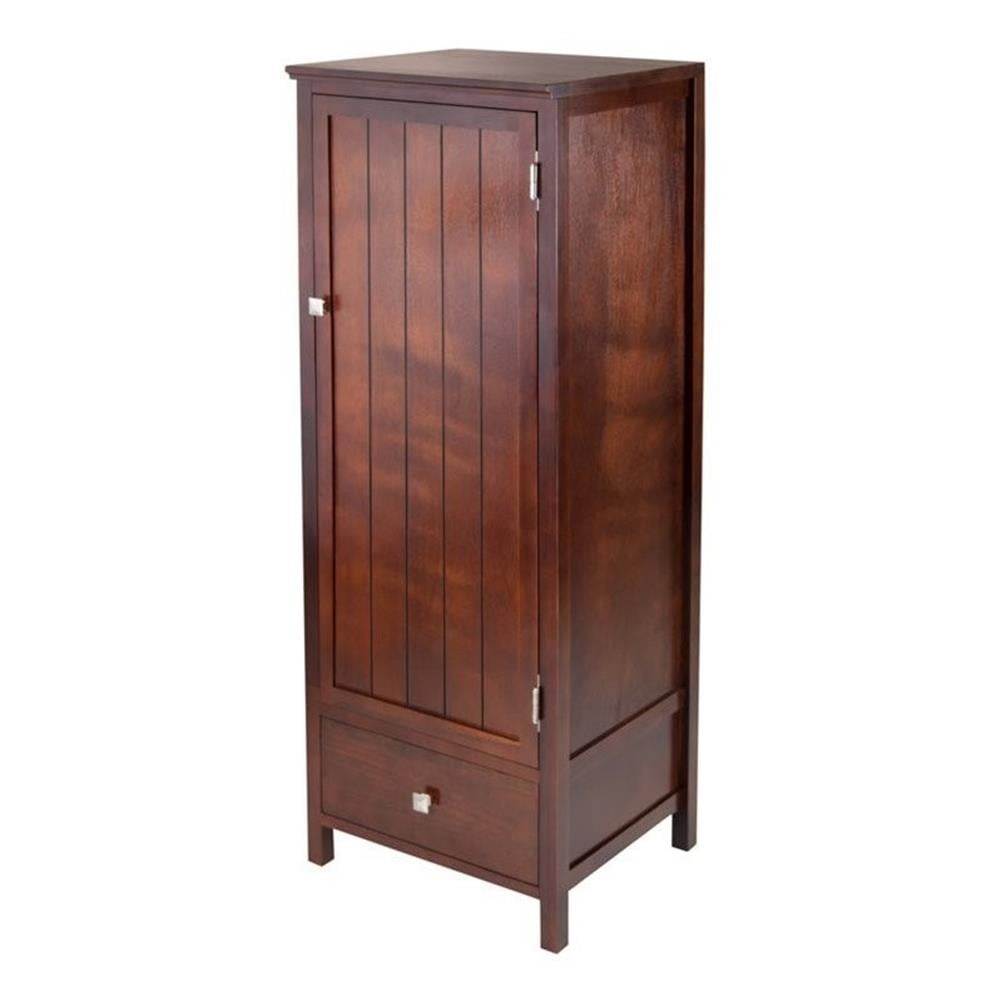 Pemberly Row Transitional Solid Wood Close Cupboard w/ Drawer in ...