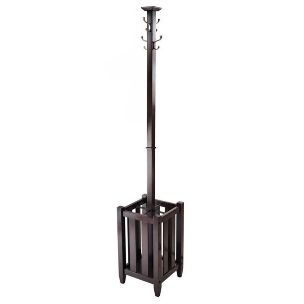 Pemberly Row Transitional Solid Wood Coat Tree and Umbrella Rack in ...