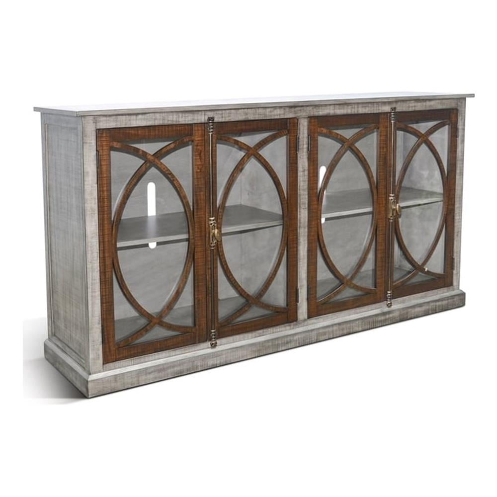 Pemberly Row Transitional Solid Wood Two Tone 78" Media Console ...
