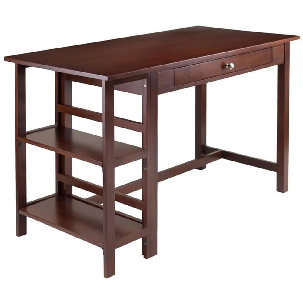 Pemberly Row Transitional Solid Wood Writing Desk in Antique Walnut ...