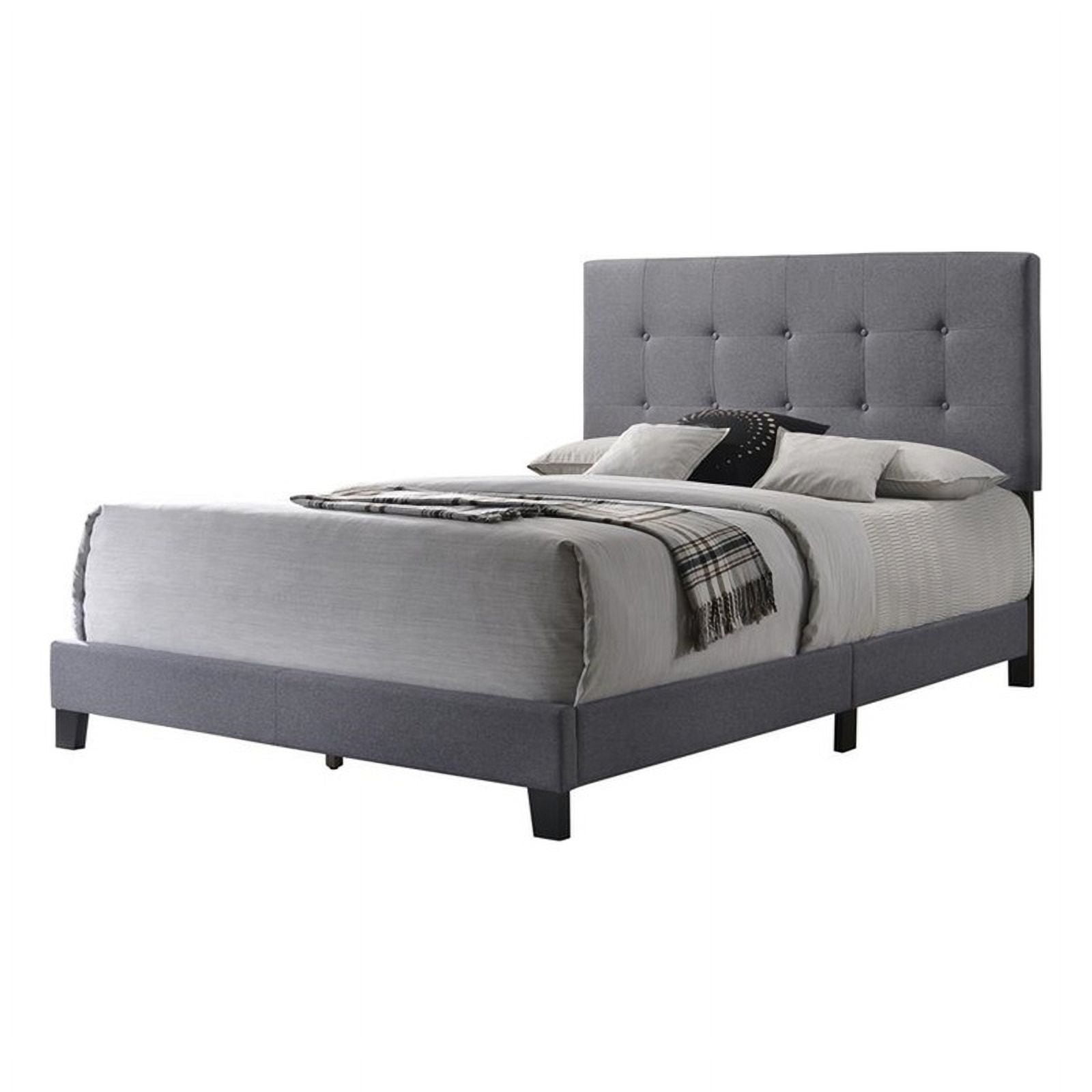 Pemberly Row Transitional Tufted Fabric Upholstered Queen Bed Gray ...