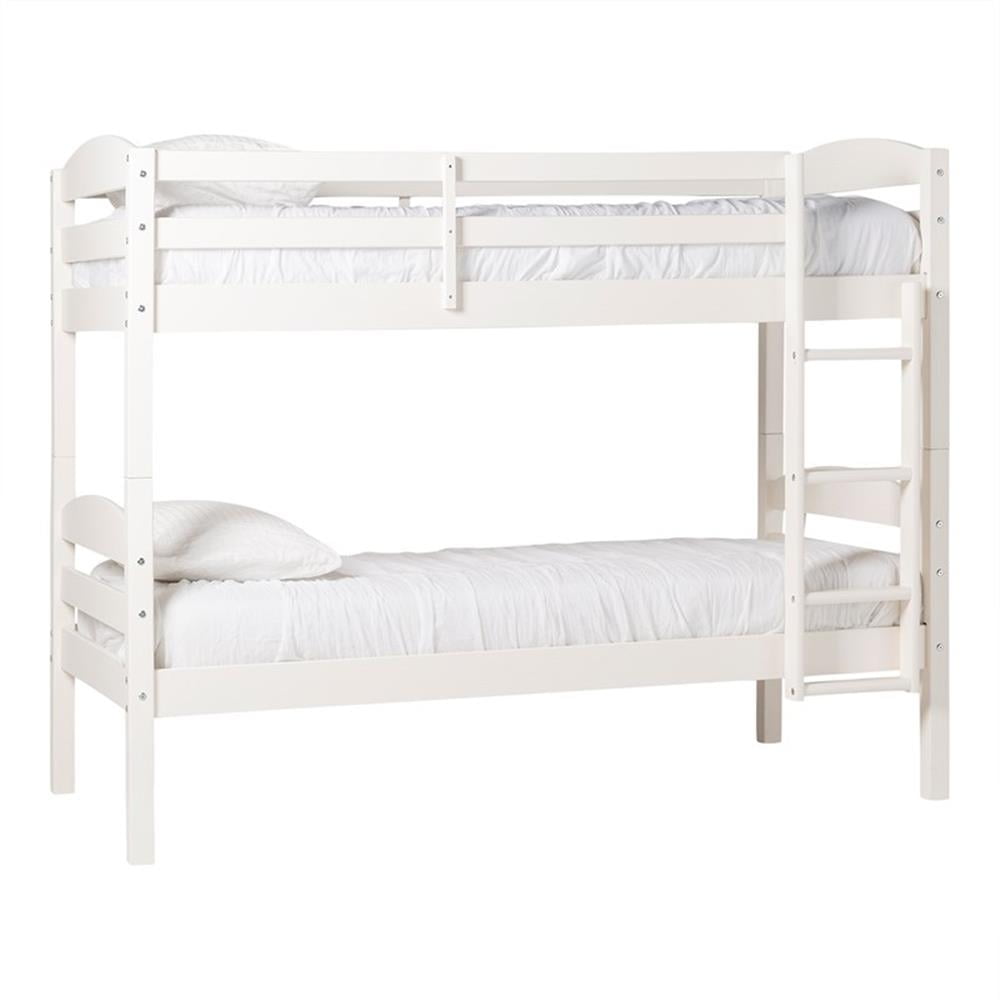 Pemberly Row Transitional Twin-over-Twin Solid Wood Bunk Bed Frame in ...