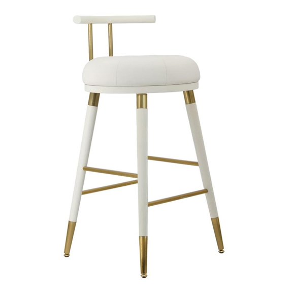 Pemberly Row Transitional White Finish Vegan Leather Counter Stool ...