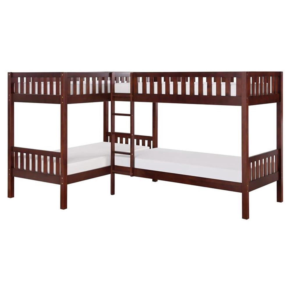 Pemberly Row Transitional Wood Corner Bunk Bed in Dark Cherry - Walmart.com