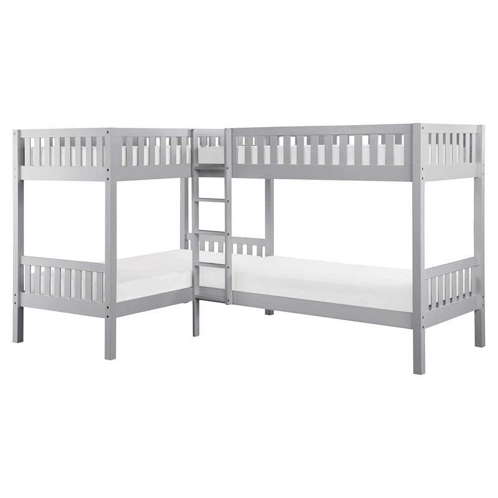Pemberly Row Transitional Wood Corner Bunk Bed with Twin Trundle in ...