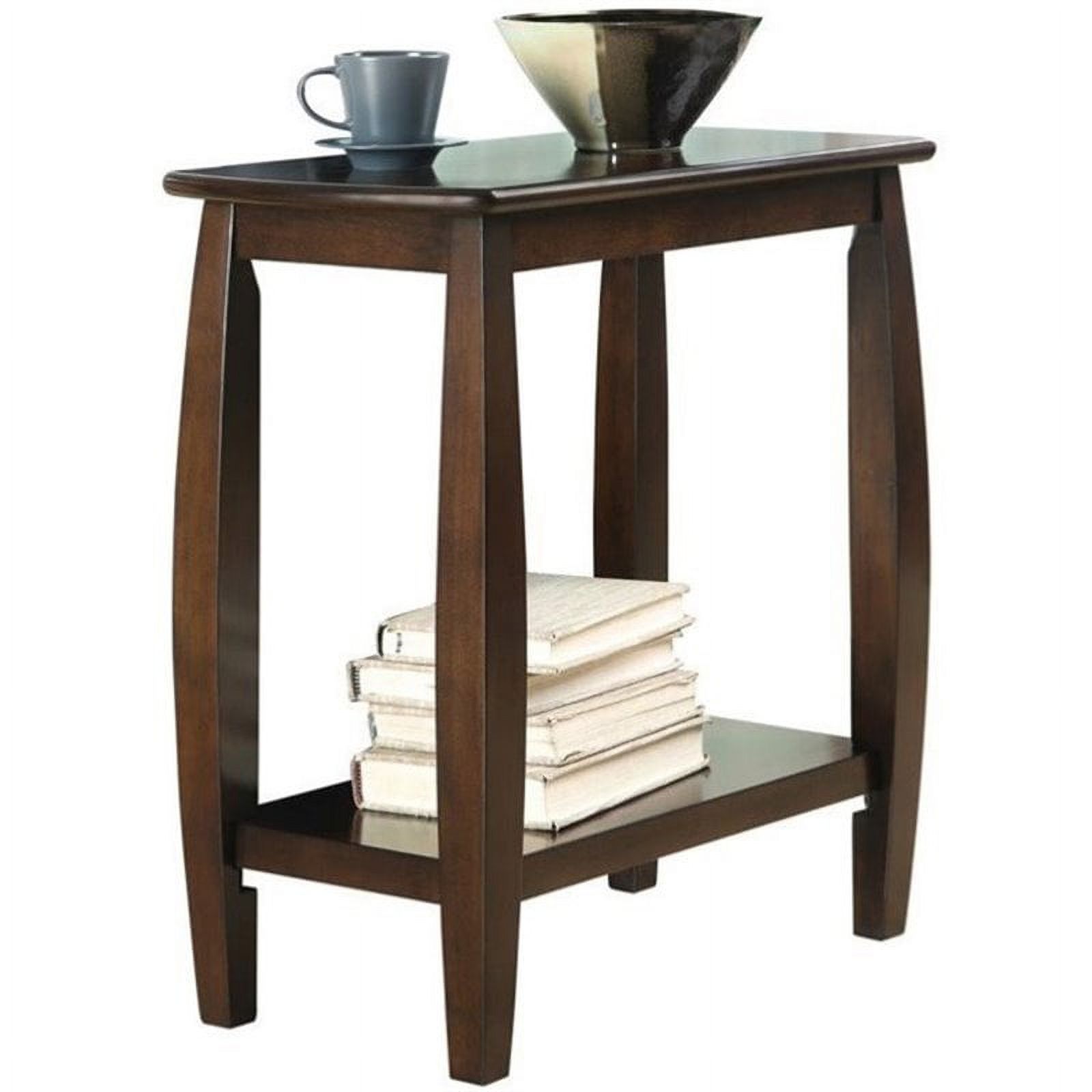 Pemberly Row Transitional Wood End Table with Lower Shelf in Cappuccino ...
