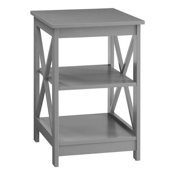 Pemberly Row Transitional Wood End Table, Gray, 2 Shelves, Home Decor ...