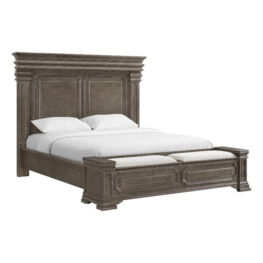 Pemberly Row Transitional Wood King Storage Bed in Gray Finish ...