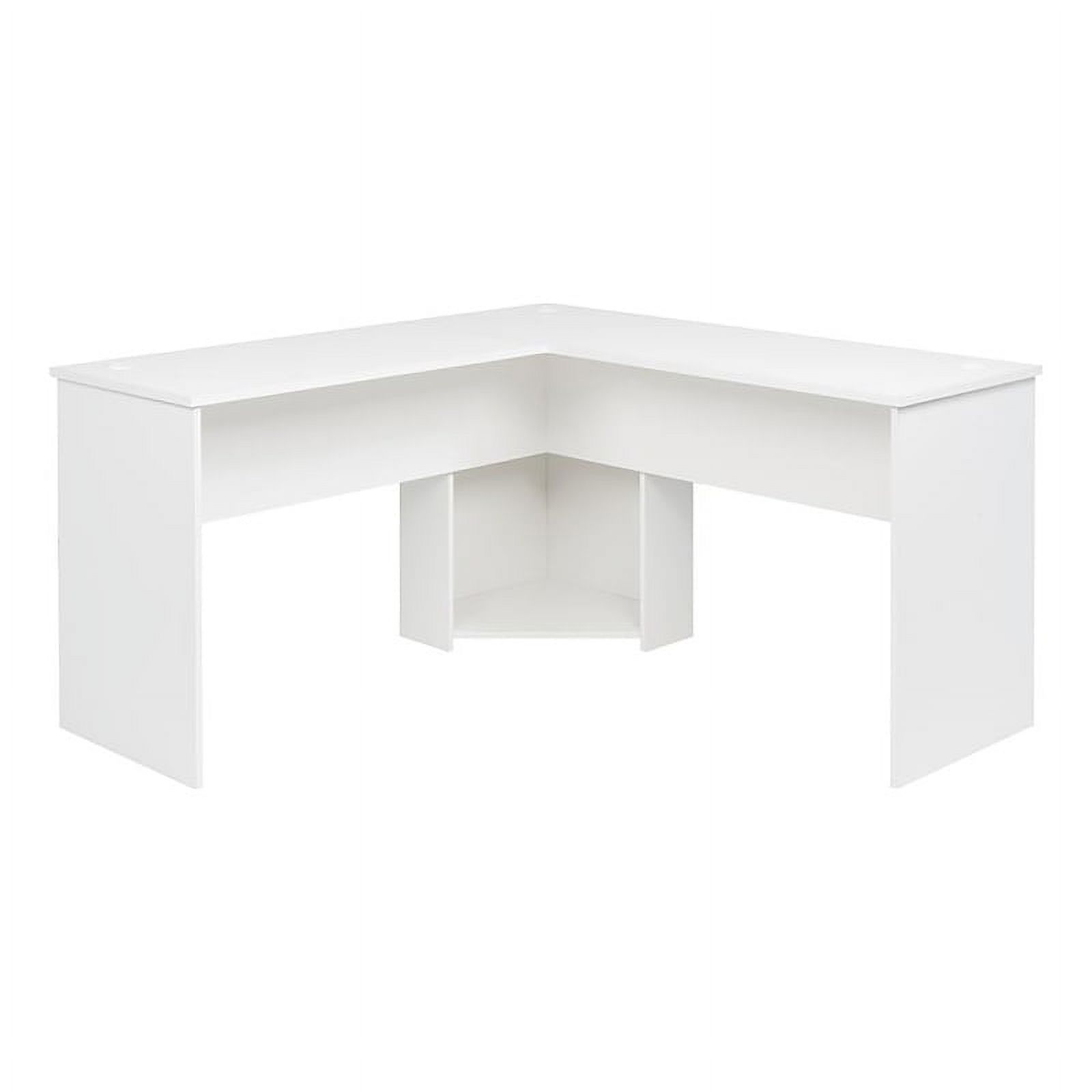Pemberly Row Transitional Wood L-Shaped Computer Desk in White ...