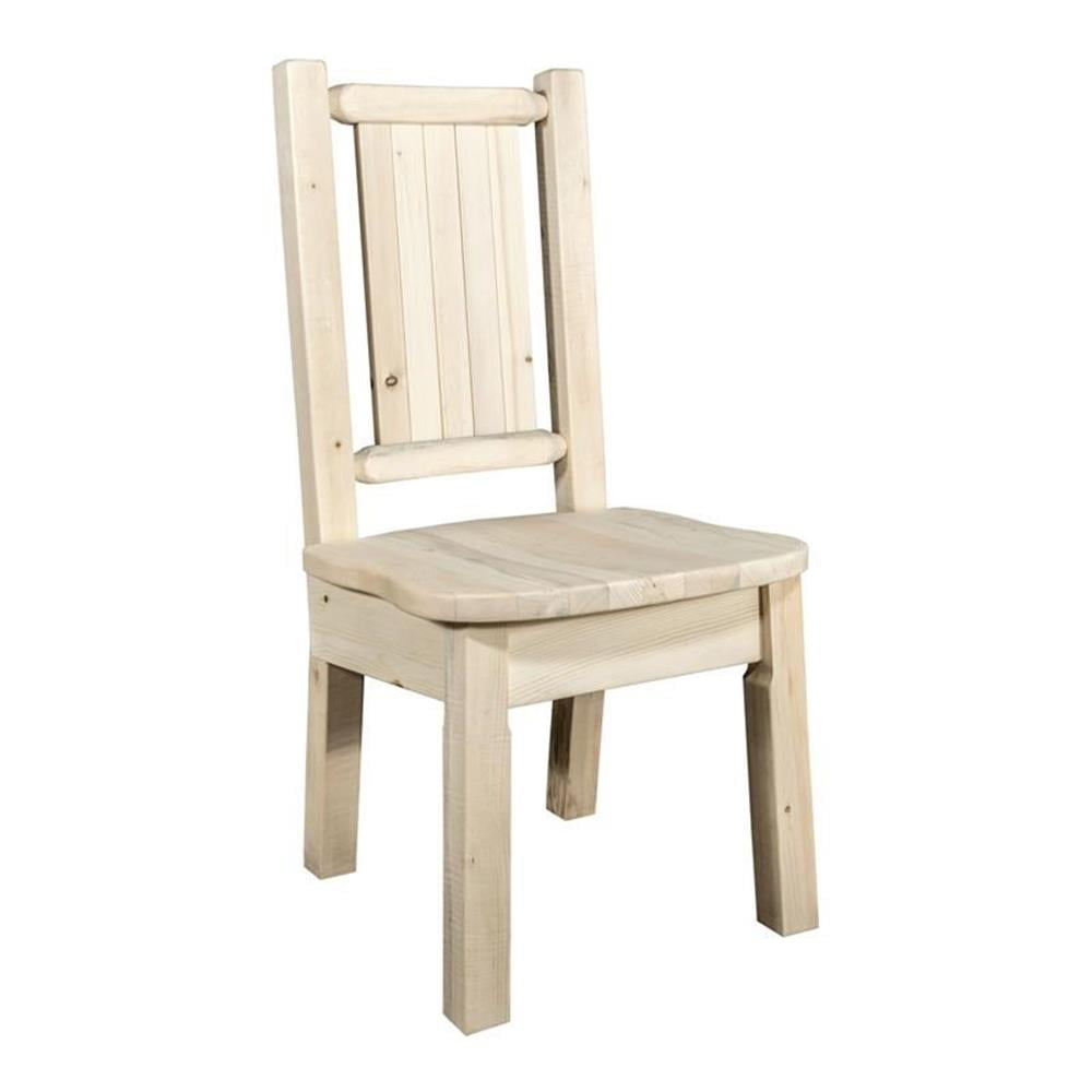 Pemberly Row Transitional Wood Side Chair with Moose Design in Natural ...