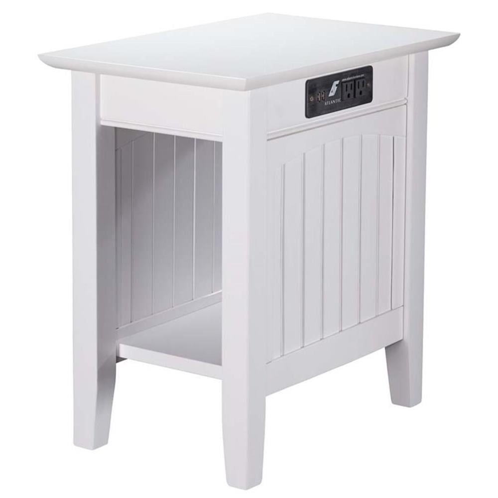 Pemberly Row Transitional Wood Side Table with USB Charging Ports in ...