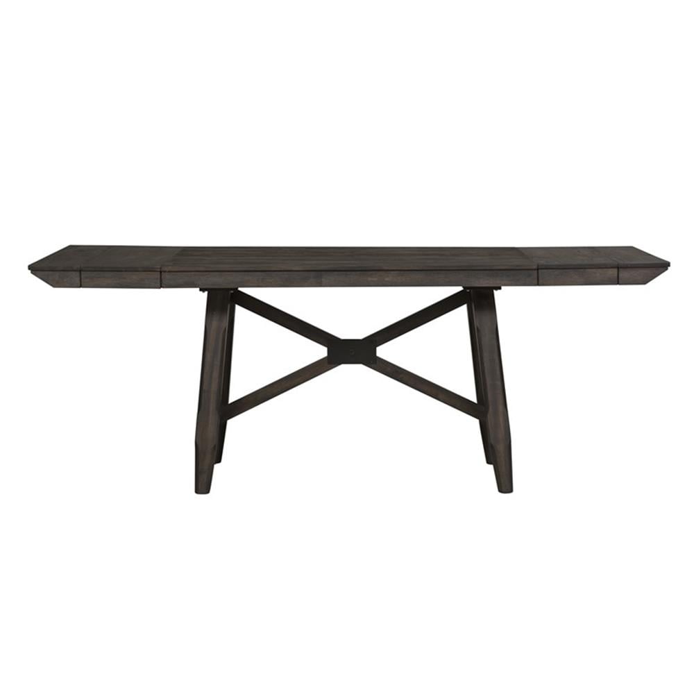 Pemberly Row Transitional Wood Trestle Table Top and Base in Chocolate ...