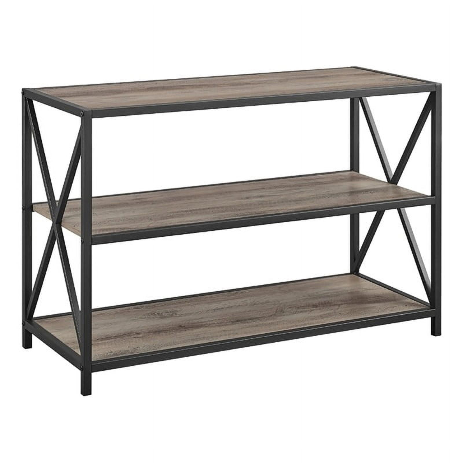 Pemberly Row Transitional Wood X-Frame Media Bookshelf for TVs up to 40 ...