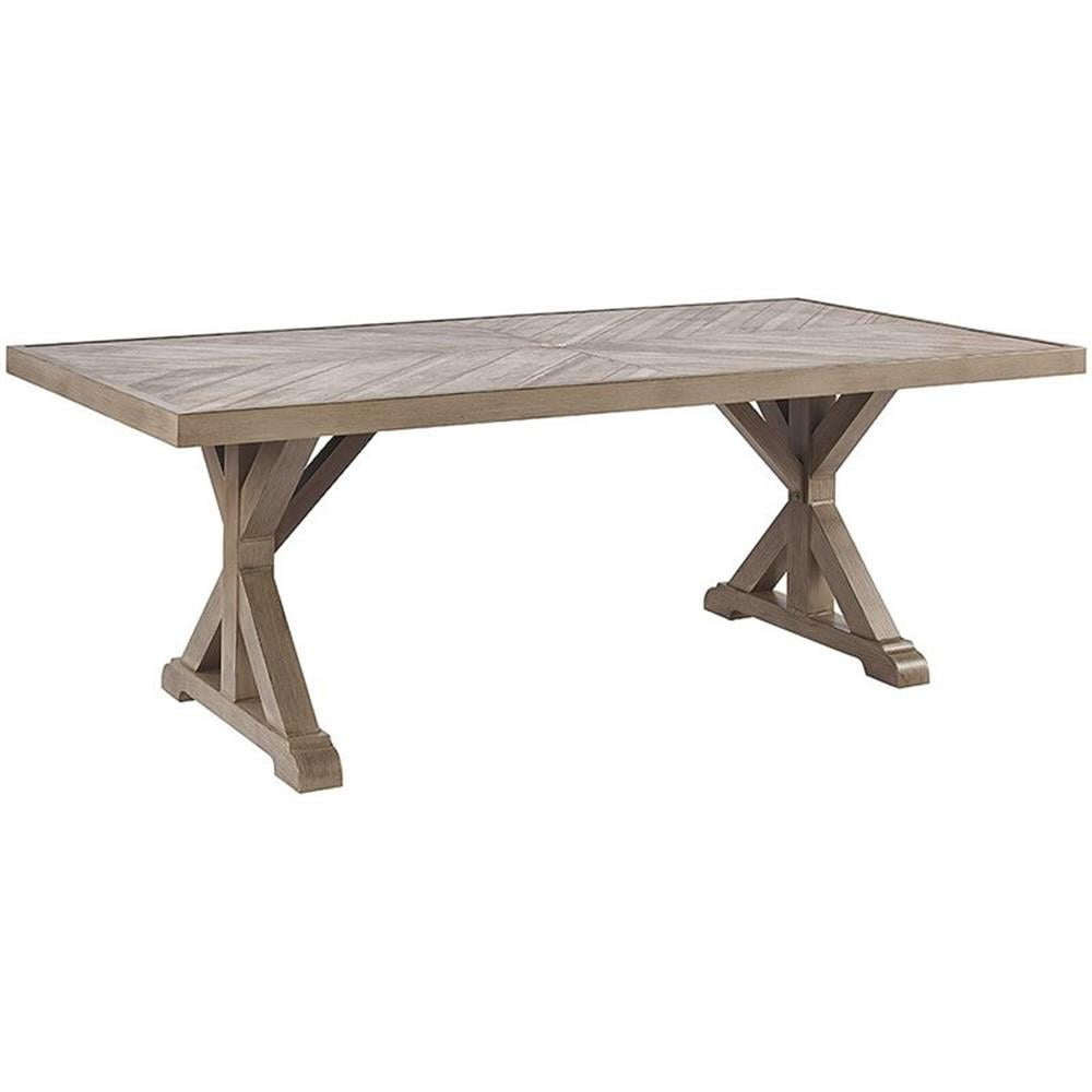 Pemberly Row Trestle Patio Dining Table in Beige - Walmart.com