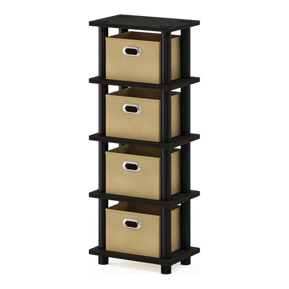 Pemberly Row Turn-N-Tube Engineered Wood 4-Bins System Rack in Espresso ...