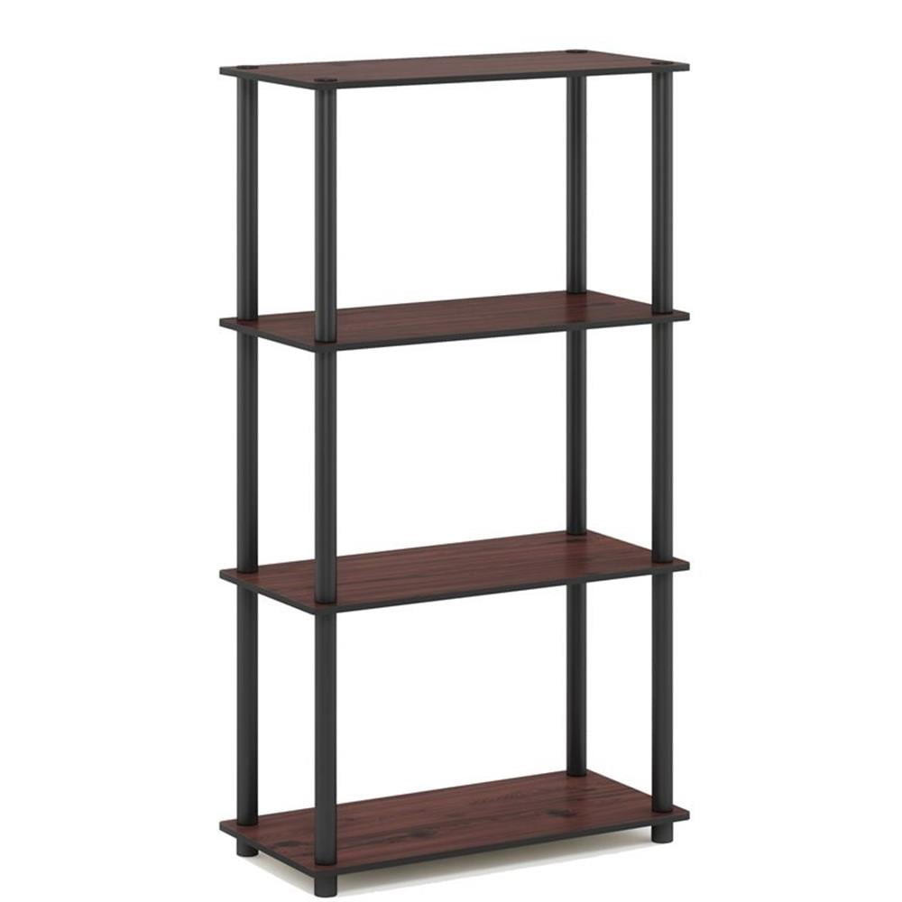 Pemberly Row Turn-N-Tube Wood 4-Tier Shelf Display Rack in Cherry/Black ...