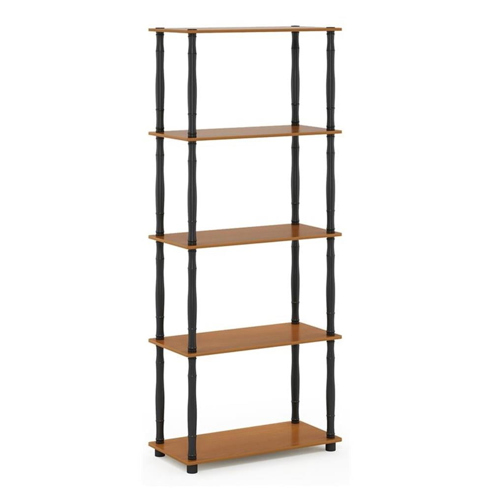 Pemberly Row Turn-N-Tube Wood 5-Tier Shelf Display Rack in Light Cherry ...