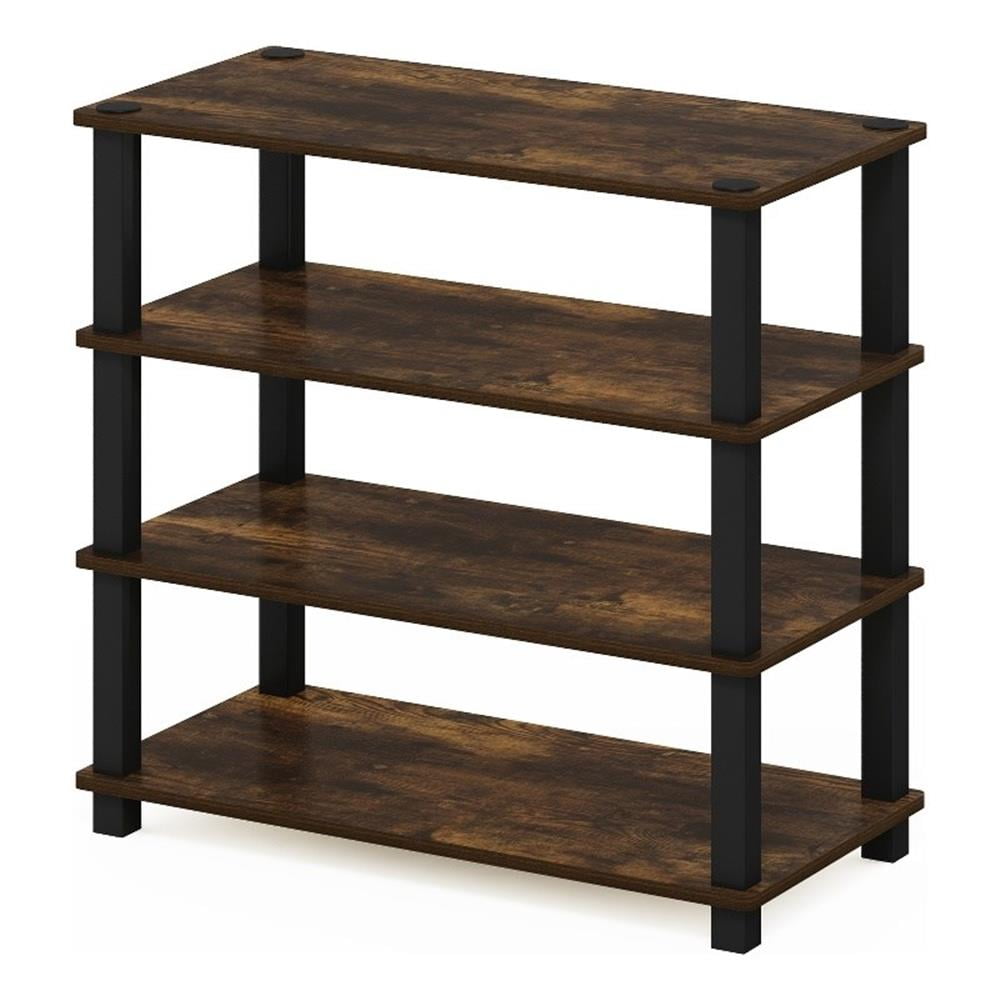 Pemberly Row Turn-S-Tube 4-Tier Shoe Rack in Amber Pine/Black - Walmart.com