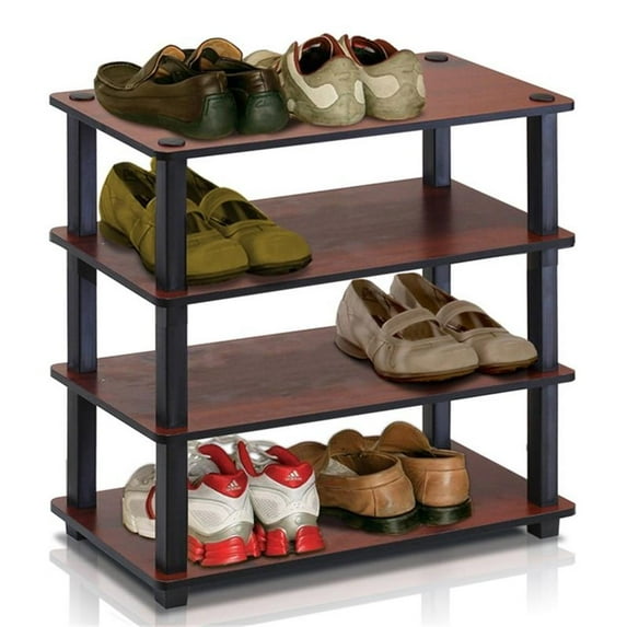 Pemberly Row Turn-S-Tube Engineered Wood 4-Tier Shoe Rack in Dark ...