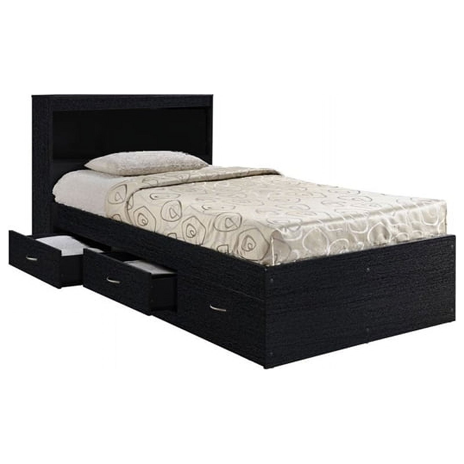 Pemberly Row Twin Captain Storage Bed with 3 Drawers in Black - Walmart.com