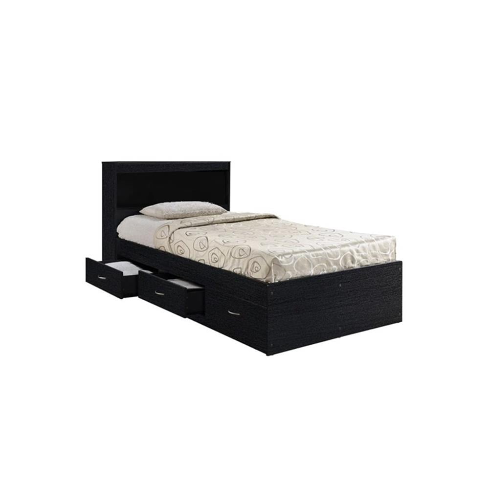 Pemberly Row Twin Captain Storage Bed with 3 Drawers in Black - Walmart.com