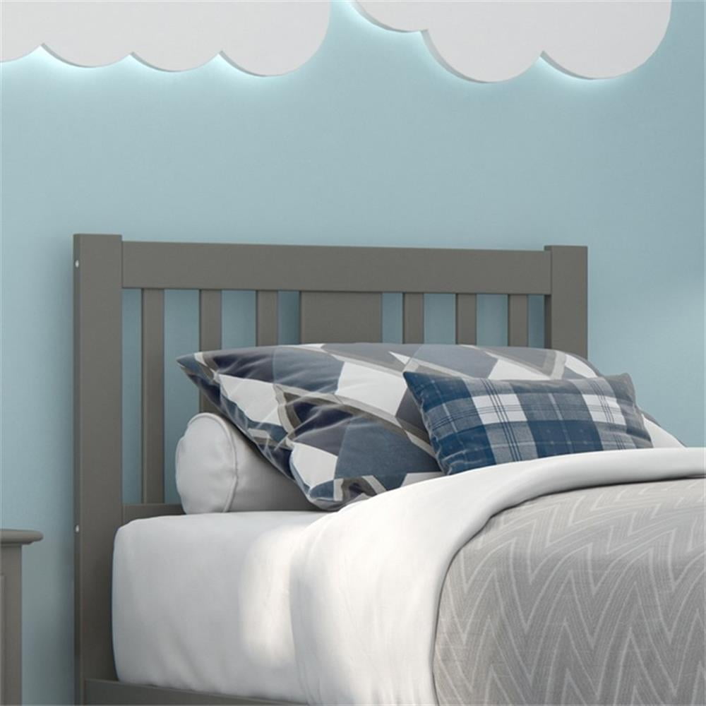 Pemberly Row Twin Spindle Solid Wood Headboard with USB Charger in Gray ...