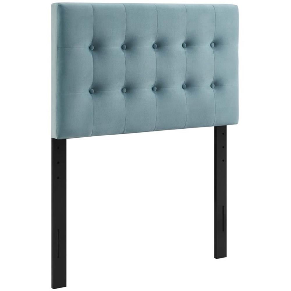 Pemberly Row Twin Tufted Performance Velvet Headboard in Light Blue ...
